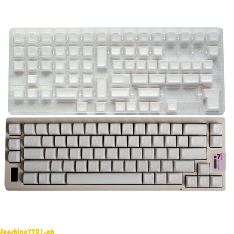 SUN 142Keys White Jade Like Keycaps Profile Double Shot PBT Material ...