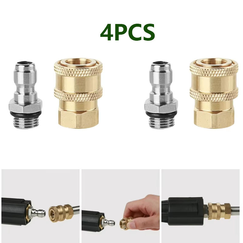 4PCS Copper 1/4" High Pressure Quick Connector Car washer Adapter Water ...