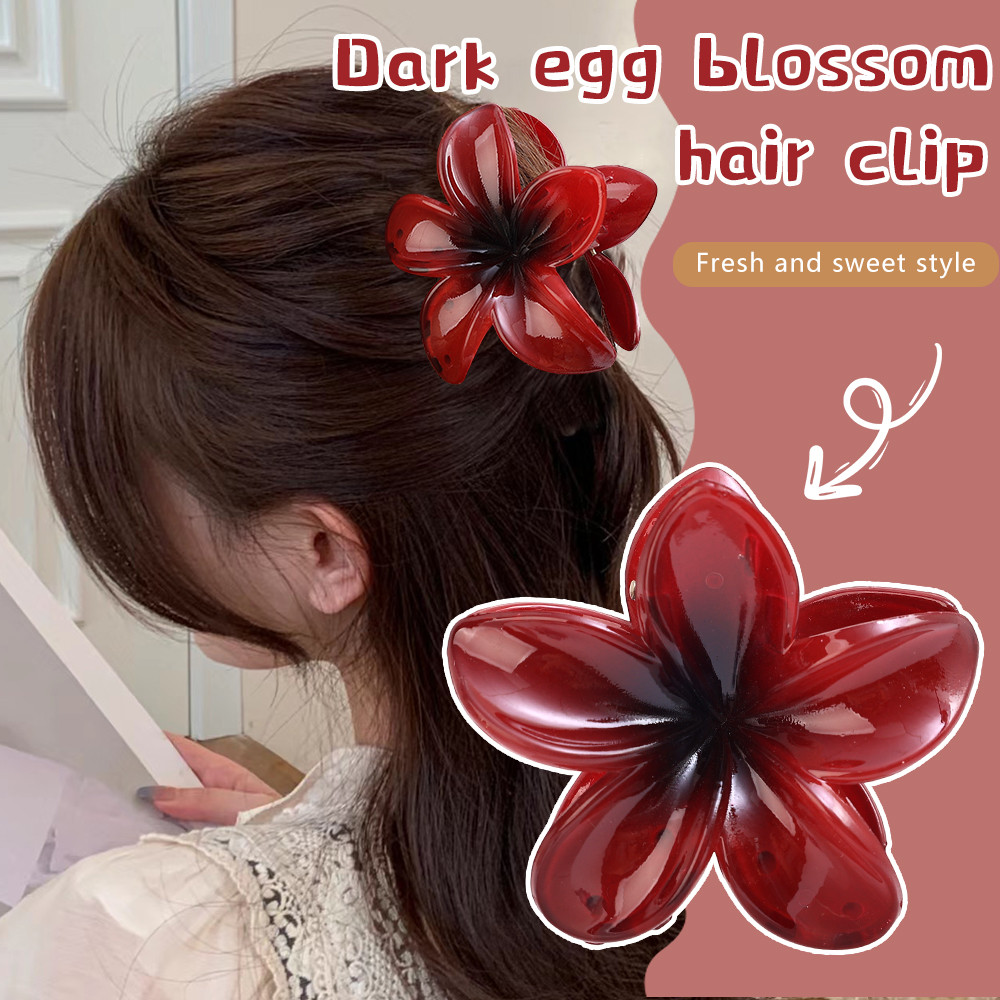[Fashion] Dark Egg Flower Hair Claw Fashion Elegant Exquisite Plumeria ...