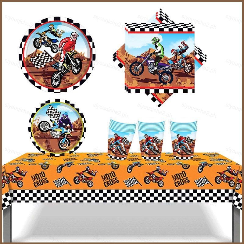 sy Motorcycle theme Themed Decoration birthday Party Tablecloth Paper ...