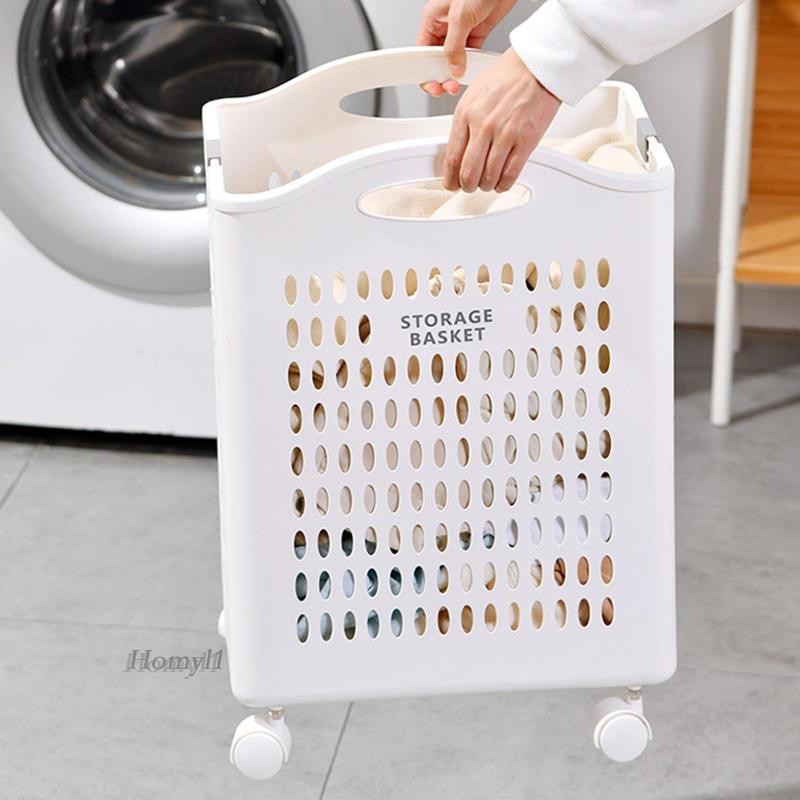[Homyl1] Folding Laundry Basket with Universal Wheel Elegant Easy ...
