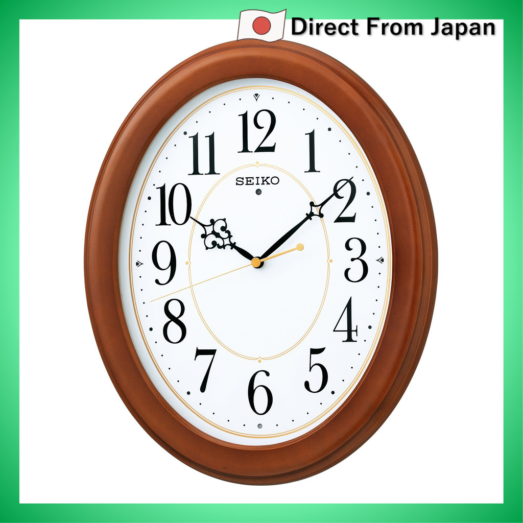 Seiko Clock Seiko Clock Wall Clock Radio Wave Analog Oval Wood Frame ...