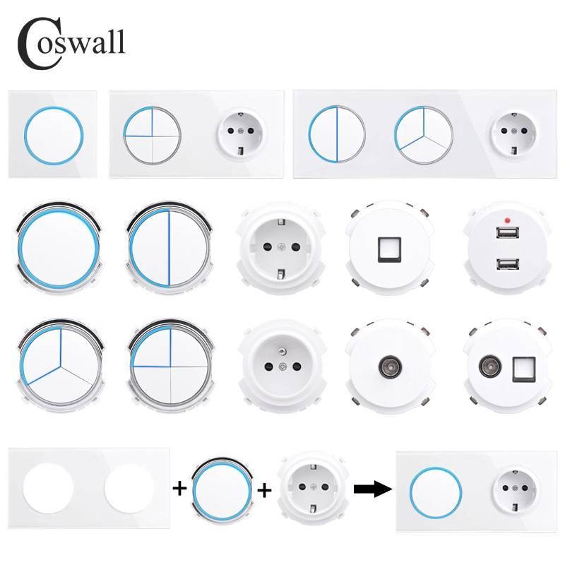 Glass White Light Spot Switch Large Aperture LED German French Wall ...