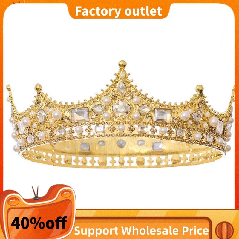 In Crown for Men Costume Accessory Prom Baroque Vintage Crystal Pearl ...
