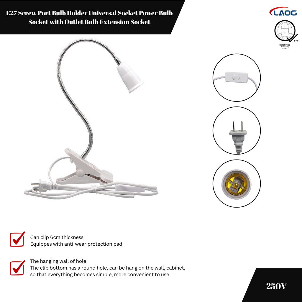 E27 Bulb Holder Universal Socket Power Bulb Socket with Outlet Bulb ...