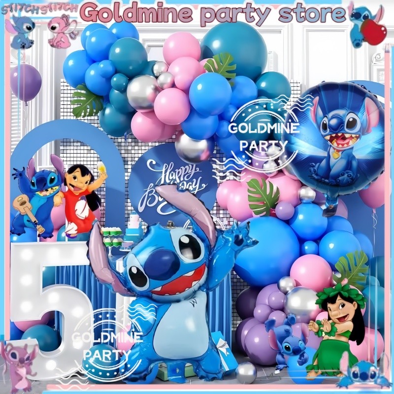 Disney Stitch Themed Party Balloons Blue Purple Latex Balloon Arch Kit ...
