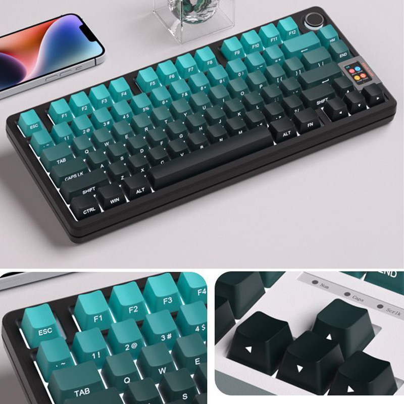Gradient Cyan Side-lit RGB Backlit Keycaps Double Shot PBT Keycaps ...