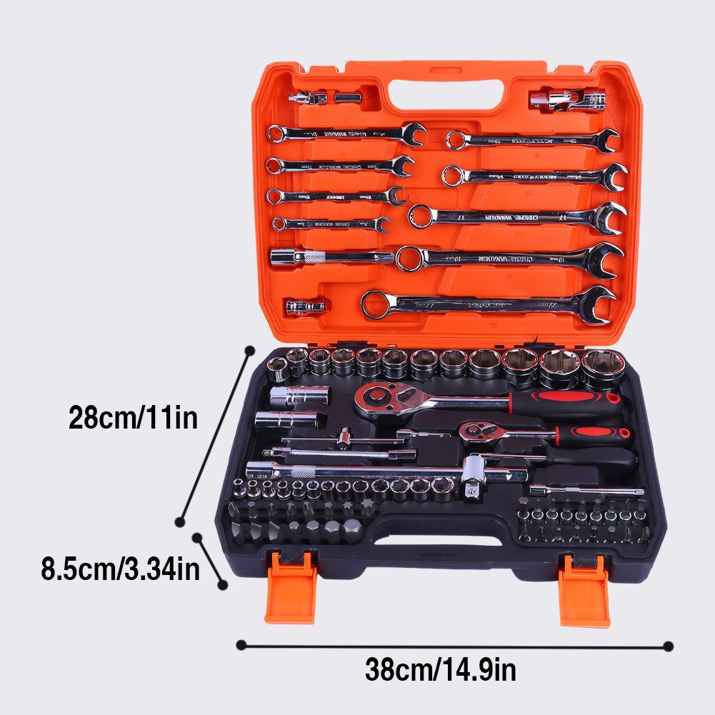 82 PCS Socket Wrench Set Ratchet Wrench Set with Bit & Connector ...