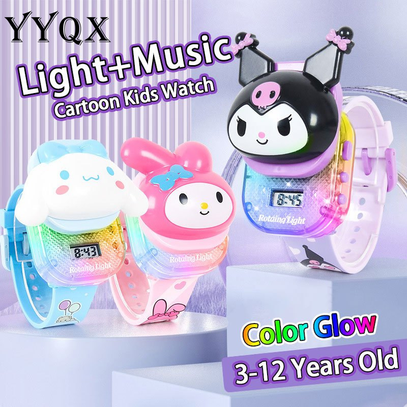 Kuromi Luminous Music Watch with Pop Up Panel Flashing Lights LED Watch ...