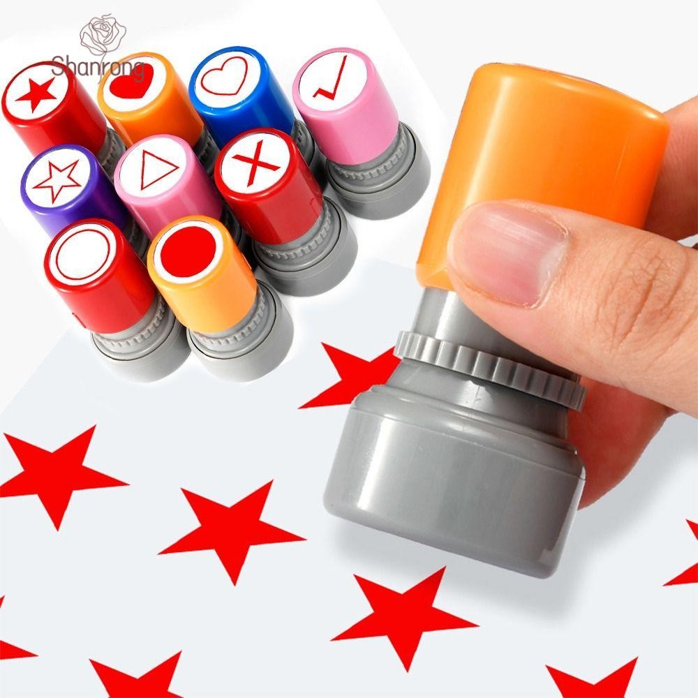 SHANRONG Math Geometry Stamp, Multi Pattern Triangle Teacher Use Stamp, Portable Self Inking DIY ...