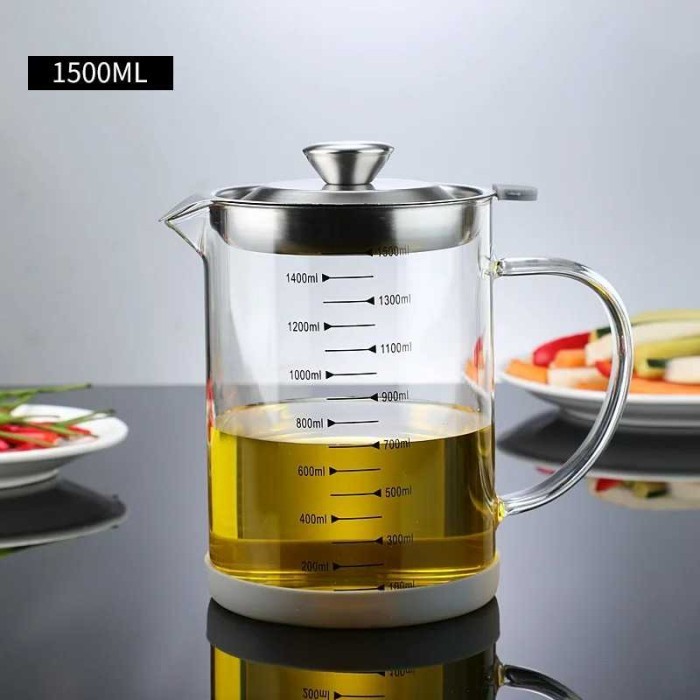 Heat Resistant Glass Cooking Oil Filter Container Bottle - 1500ml ...