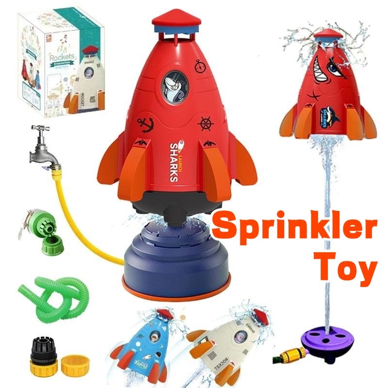 Space Sprinkler Toy Outdoor Sprinkler Rocket Spinning Flying Water ...