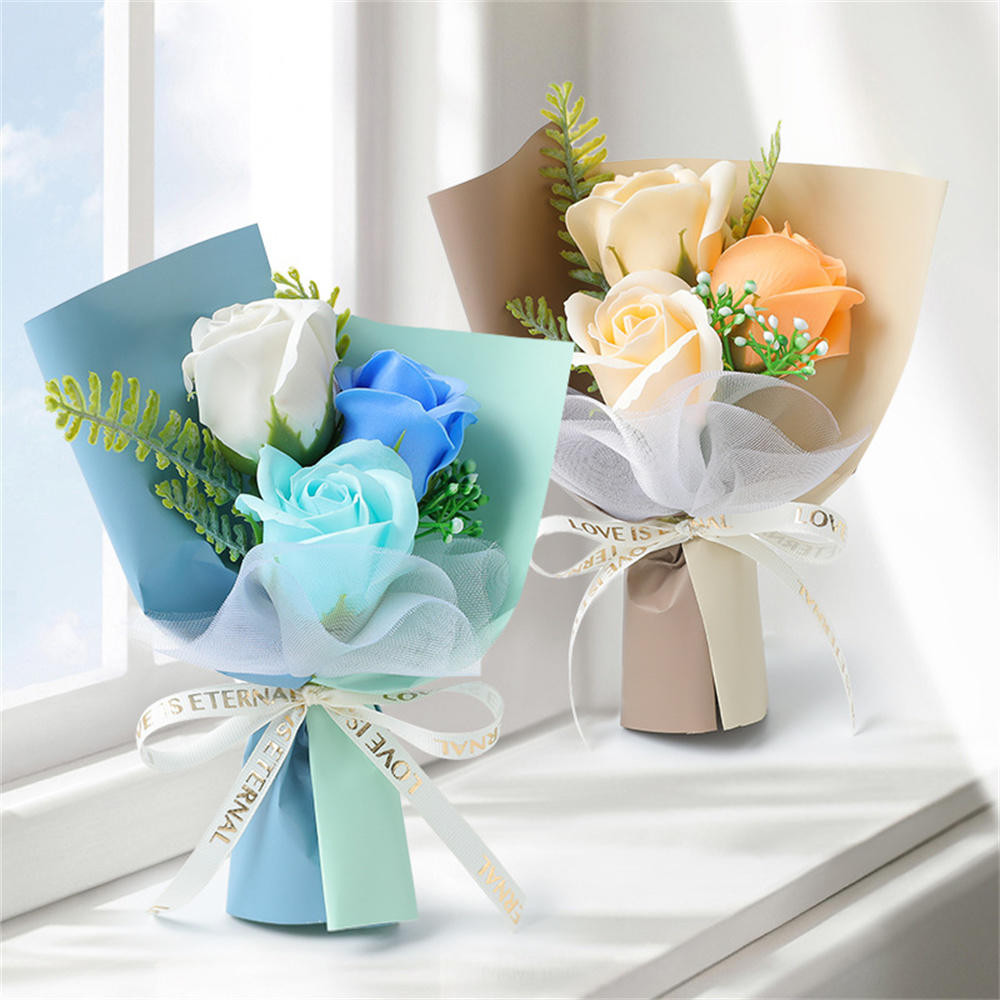 Preserved Flowers Bouquet, Roses Bouquet Artificial Forever Flowers ...