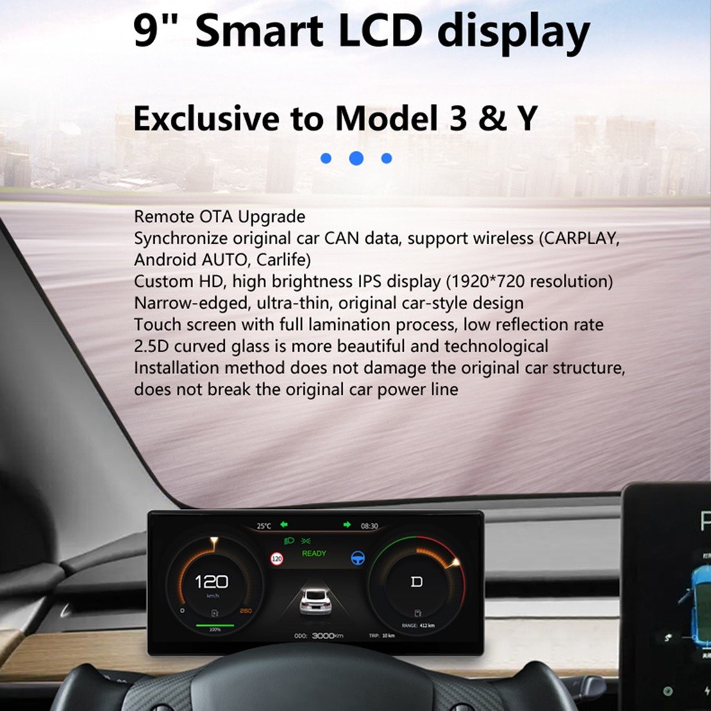 ♠Car LCD Dashboard for Tesla Model 3 Model Y for AMD Ryzen and Intel ...