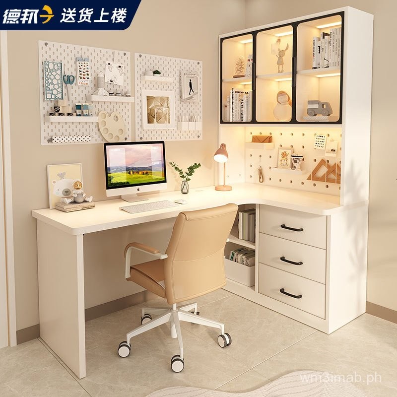 Corner Desk Bookcase Integrated Desk Corner Student Bedroom Home Office ...