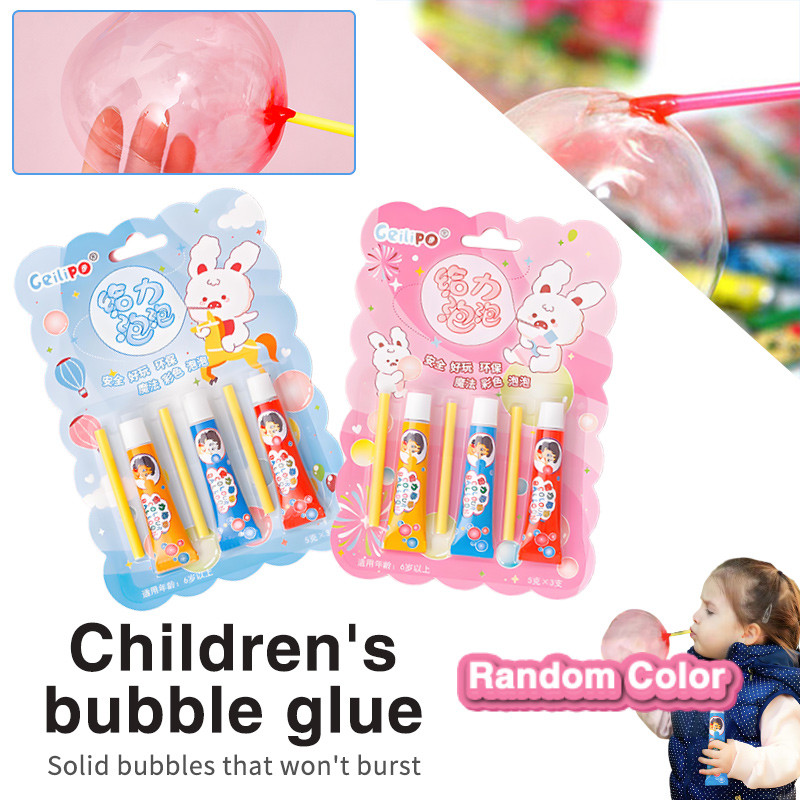 3pcs Safe Magic Bubble Glue Toy Blowing Colorful Bubble Ball Plastic ...