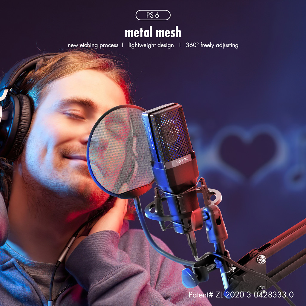 PS-6 Studio Microphone Metal Spray Mesh Anchor Microphone Double ...
