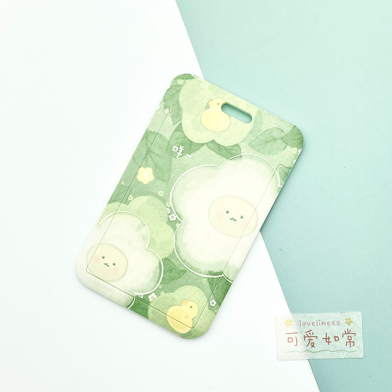 Fresh Hand-Painted Flowers ins Card Holder White Collar Work Permit ID ...