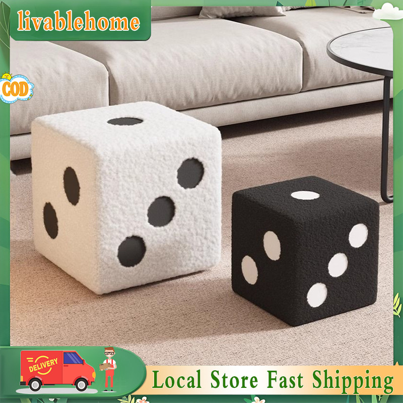 Lambs Wool Shoe Change Stool Solid Wood Low Stool Creative Dice Stool ...