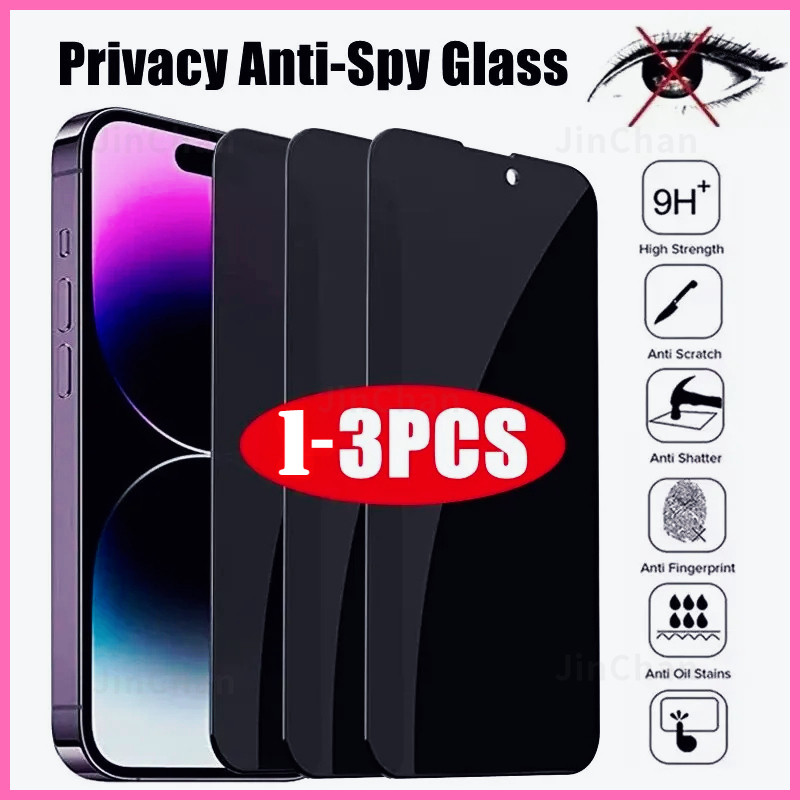 1-3Pcs Anti-spy Privacy Full Cover Tempered Glass Compatible for iPhone 16 14 13 12 11 15 Pro ...