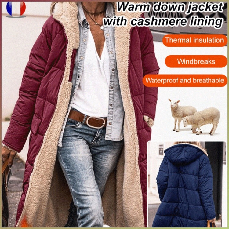 Lambswool Lined Down Coat Cashmere Lined Down Jacket Lambswool Lining Warm Clothing Slim ...