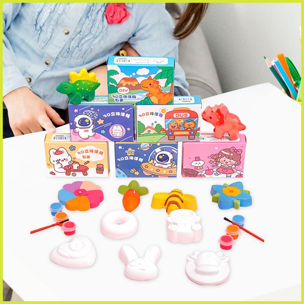 Kids Plaster Painting Set Cartoon Figurine Coloring Kit Kids Graffiti ...