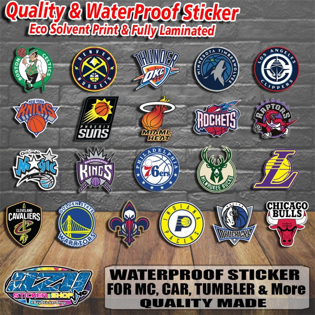 NBA Team Logo Waterproof Stickers With Fully Laminated & Quality Made ...