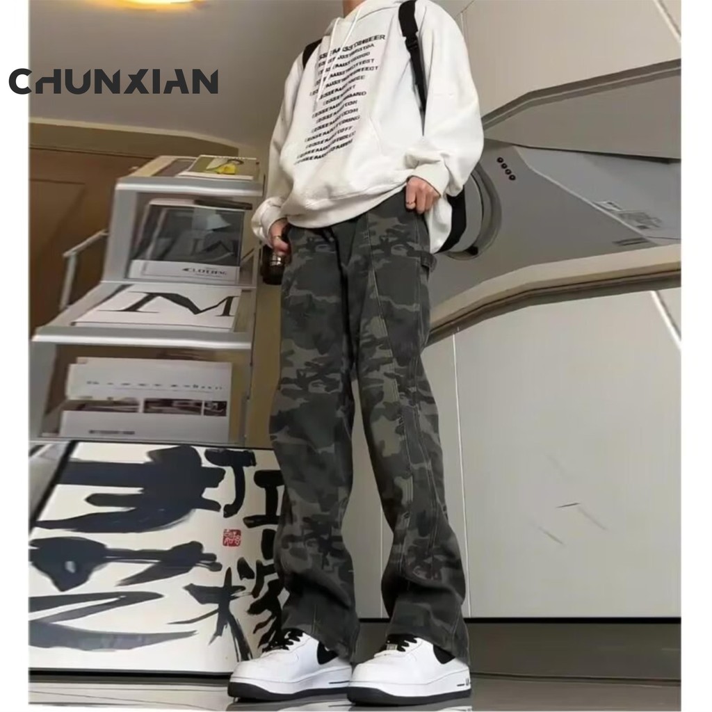 pants cargo pants for men baggy pants men American vibe style camouflage pants men's spring and ...