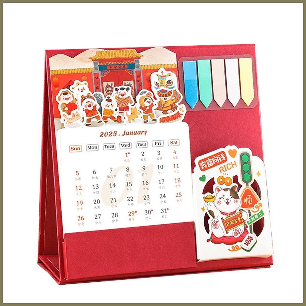 Desk Calendar 2025 With Sticky Notes Bloomy Flowers Stand Up Calendar ...
