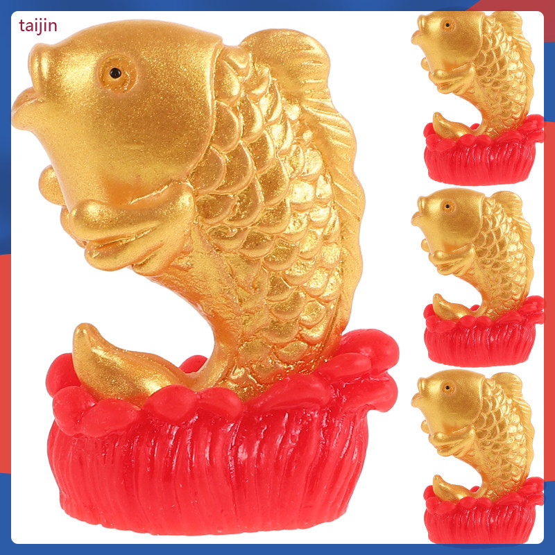 4pcs Mini Chinese New Year Fish Figurine Resin 2025 Mini Golden Chinese ...