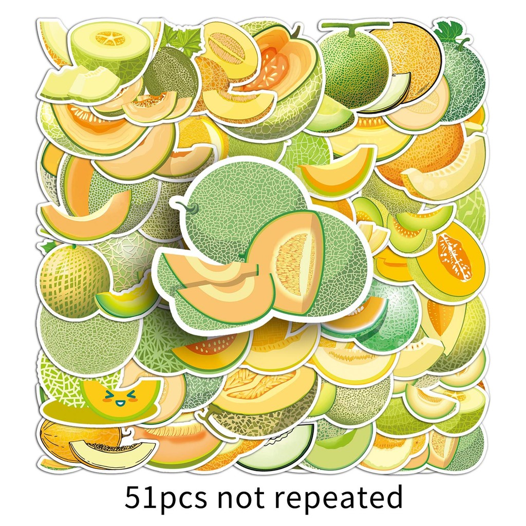 51pcs Cantaloupe Cartoon Fruit Stickers Set - Creative Kids Reward ...