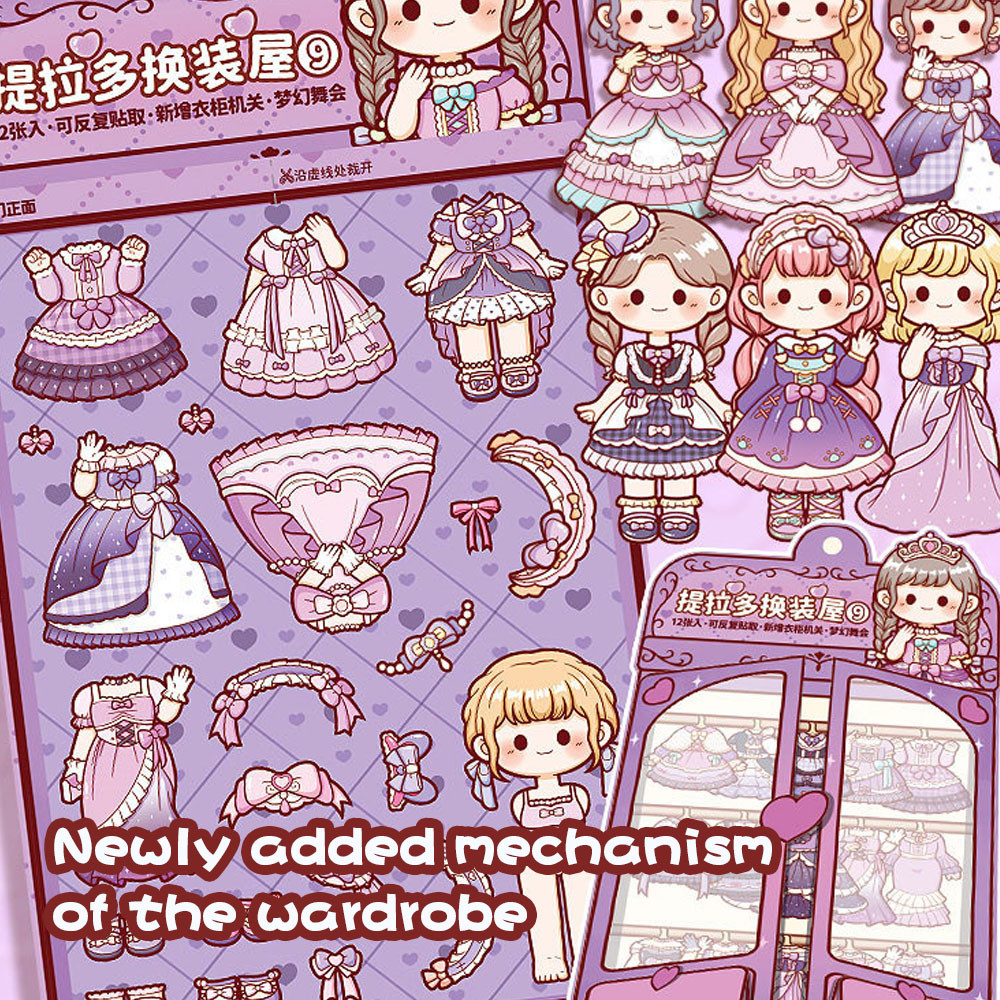 3D Daily Wear Dress Up Stickers 12 Sheets/Set Cute Girl Cutting ...