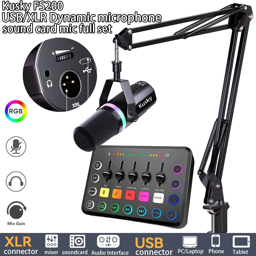 Kusky x100 Sound Card dynamic Microphone Set Professional Sound Card ...