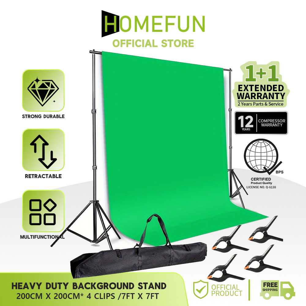 HOMEFUN 200cm x 200cm* 4 clips /7ft x 7ft Heavy Duty Background Stand ...