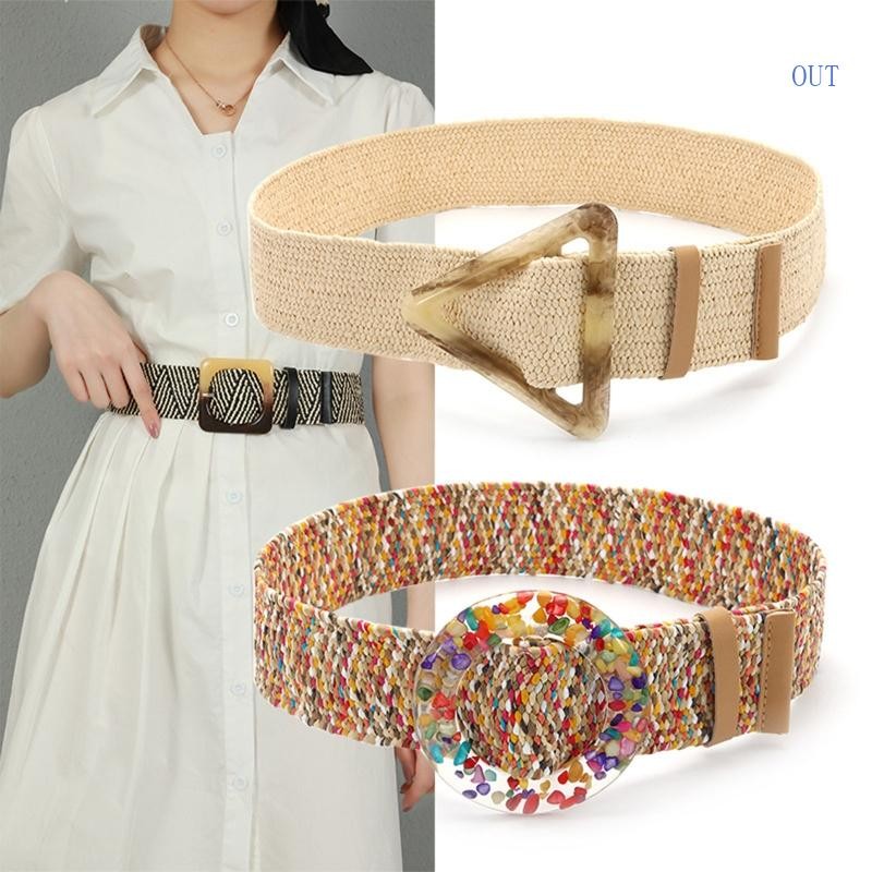 Mary Braided Waist Belt Summer Female Belt Smooth Buckle Plastic Straw ...
