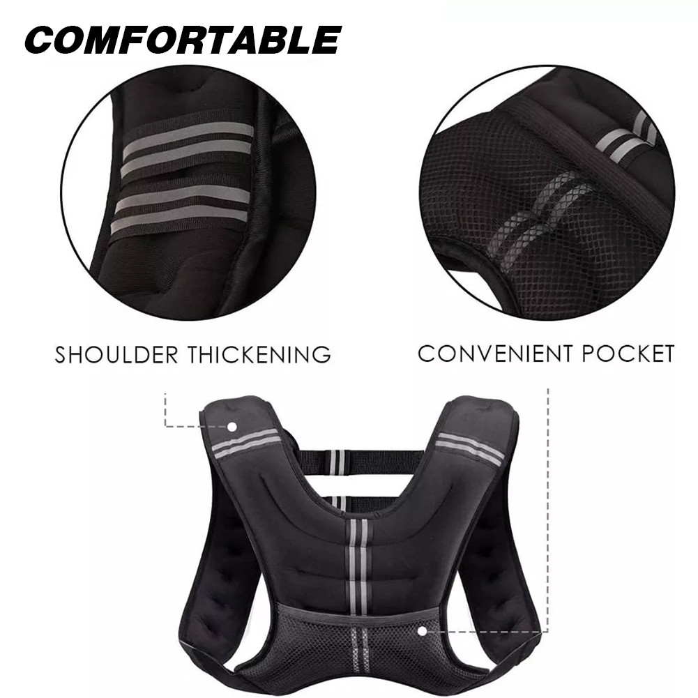 Weighted Vest 5KG Body Weight Vest Exercise Set with Reflective Stripe ...