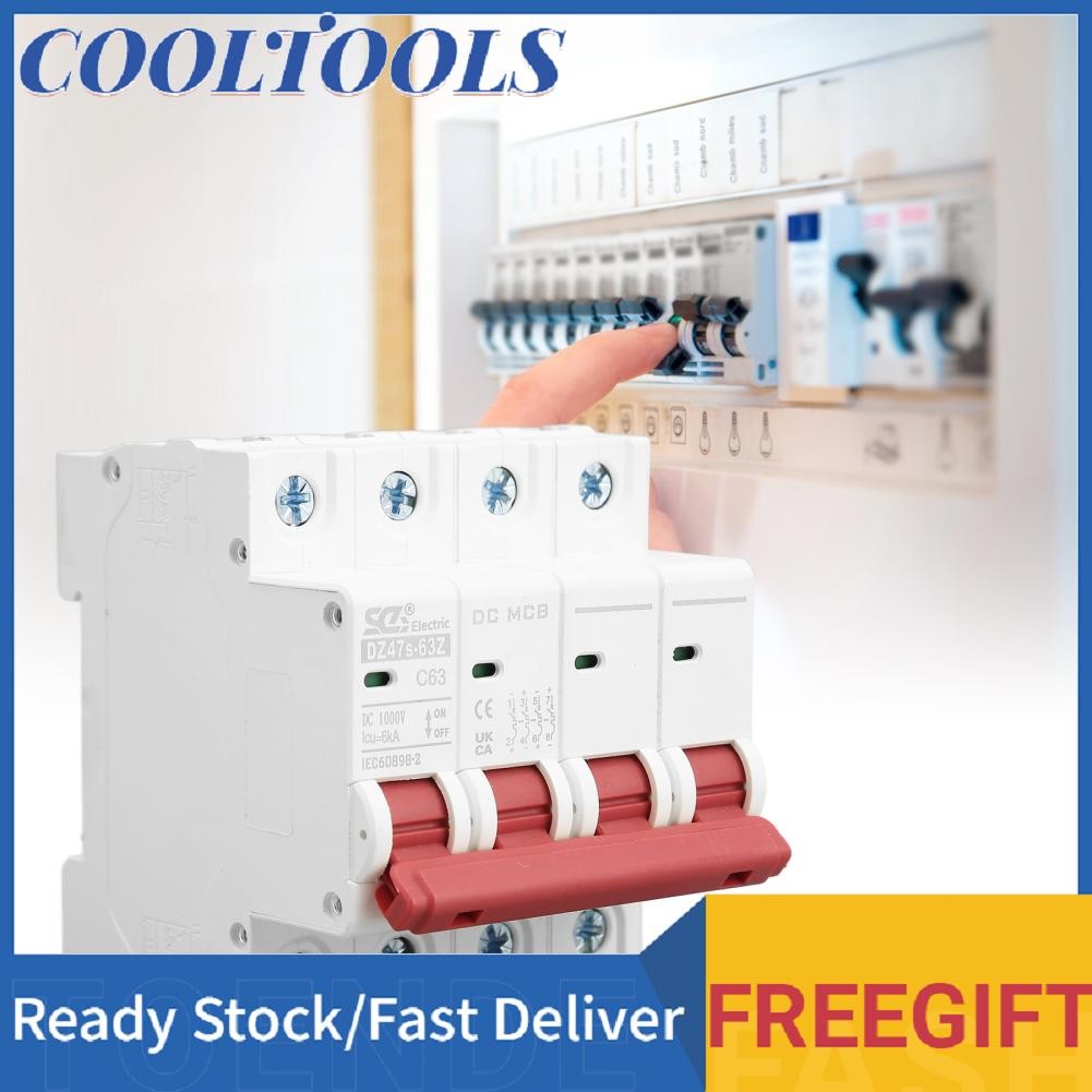 Cooltools Overload Protection Switch Fast Tripping DC 1000V 63A 4P Circuit Breaker DIN Rail ...