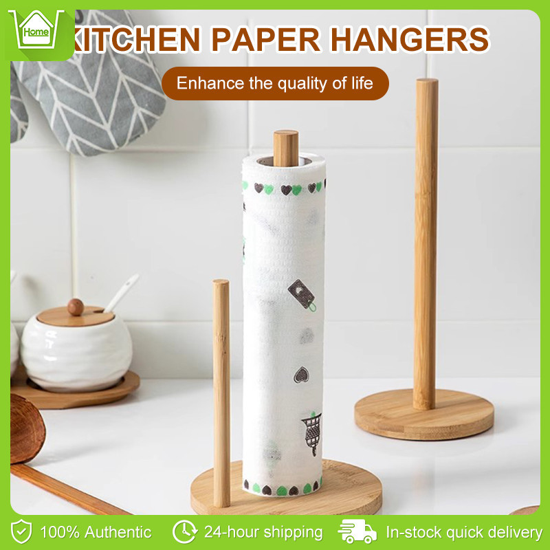 Wooden Roll Paper Towel Holder Tissue Vertical Paper Stand Roll Paper ...
