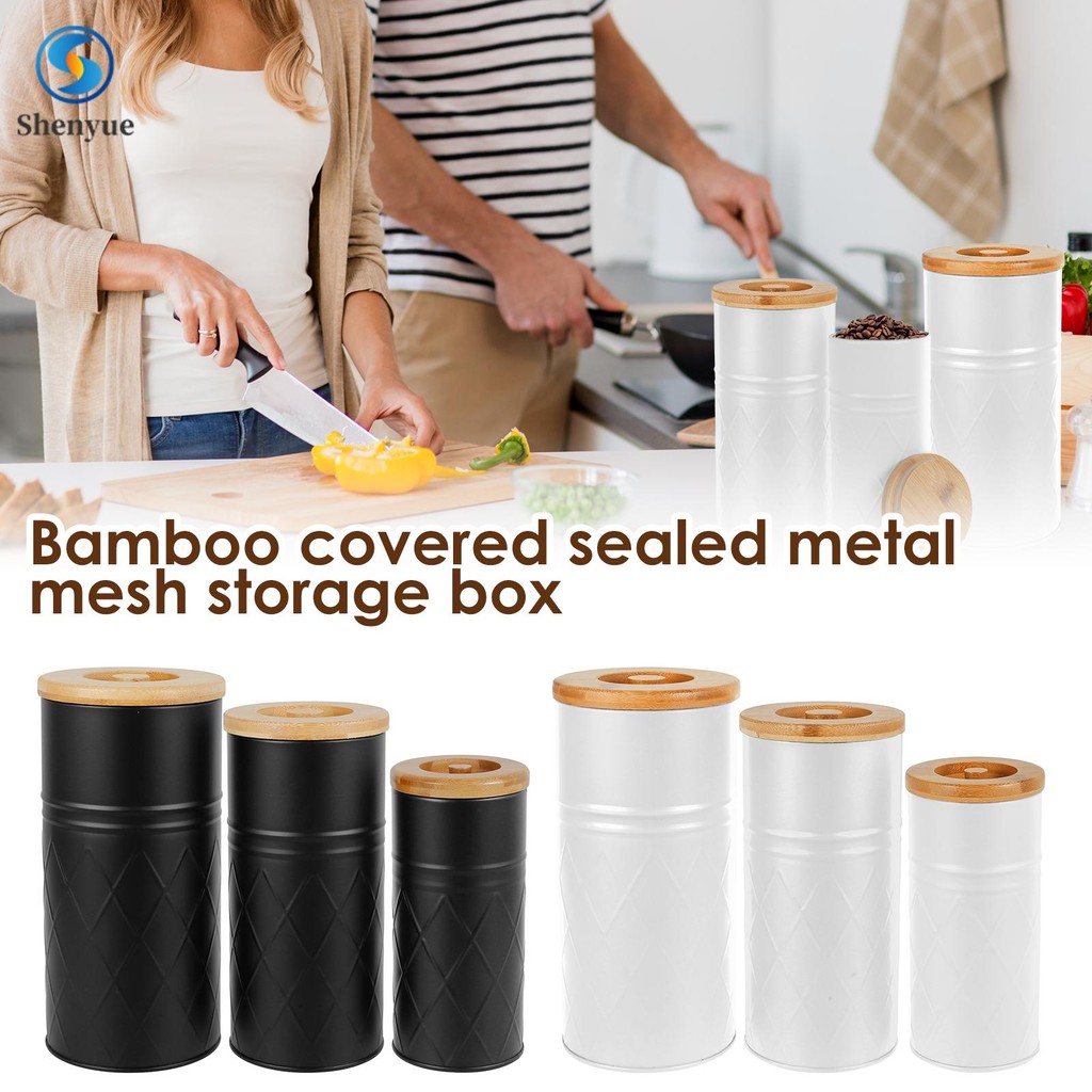 3Pcs Kitchen Counter Containers Galvanized Iron Kitchen Canister With ...