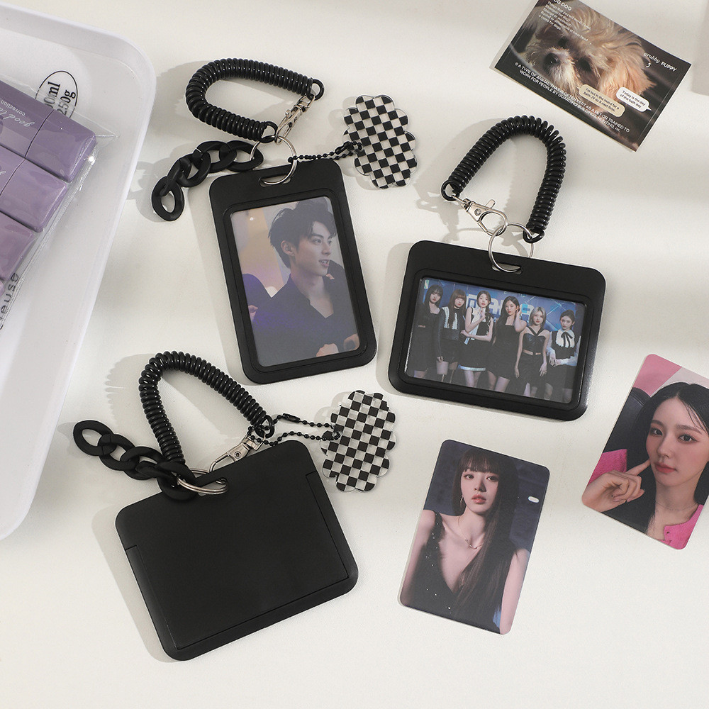 Minimalist Black Student ID Card Holder with Photo Display and Keychain ...