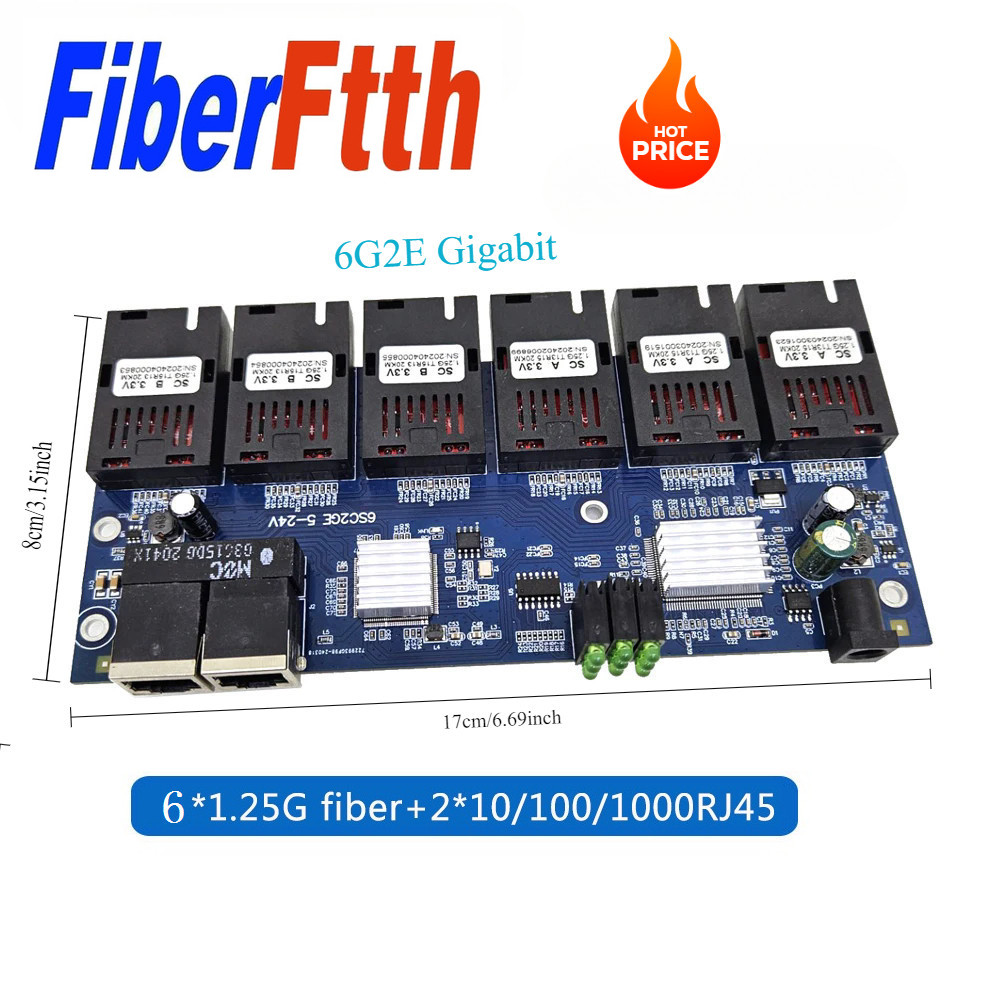 Gigabit 6 SC 2 RJ45 fiber Port Fast Ethernet switch Converter Ethernet ...