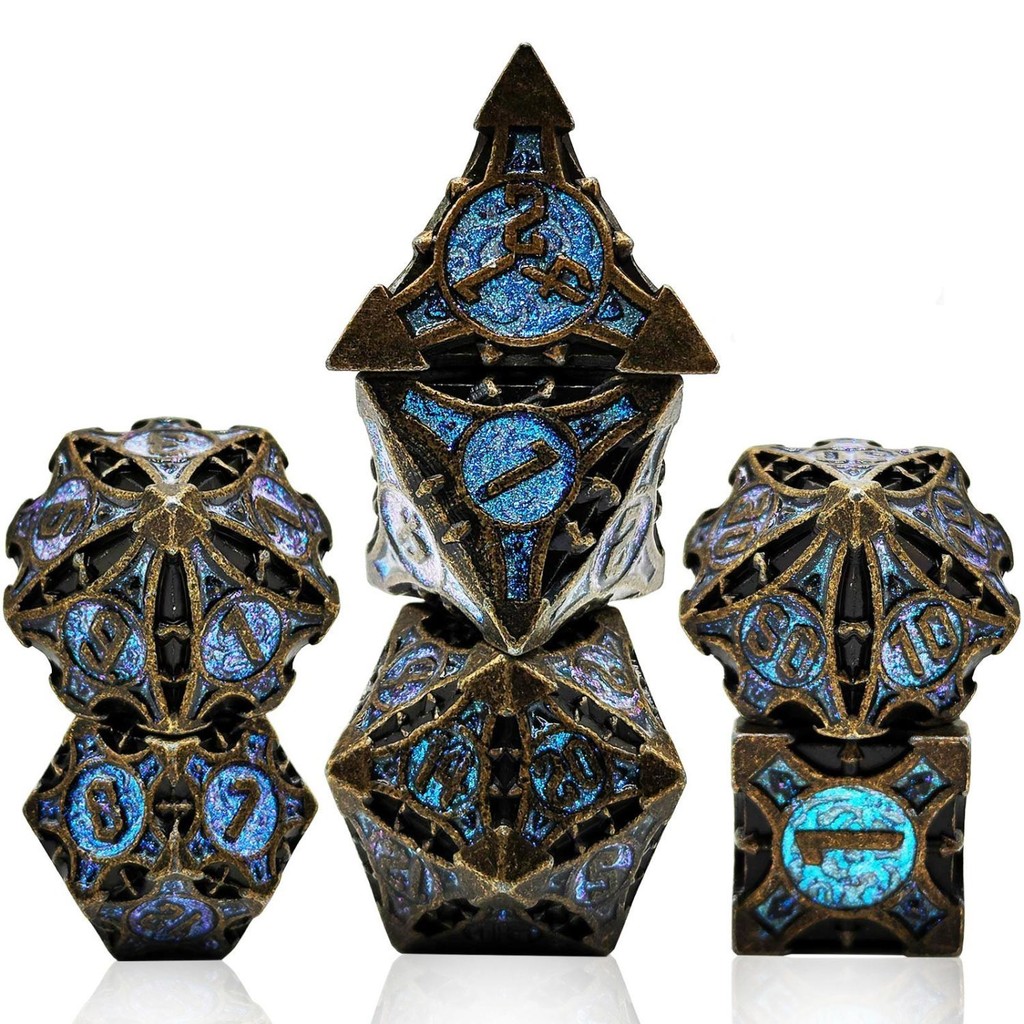 Metal Dice Solid Set Polyhedron and Dungeons DND Running Group RPG ...