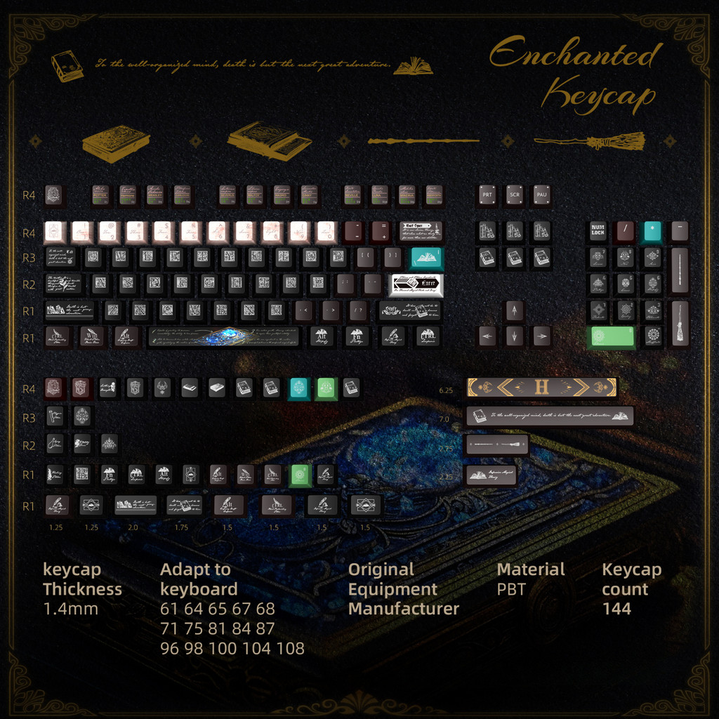 Mystic Spells Keycap Cherry Profile 144 Keys PBT Five-sided Dye ...