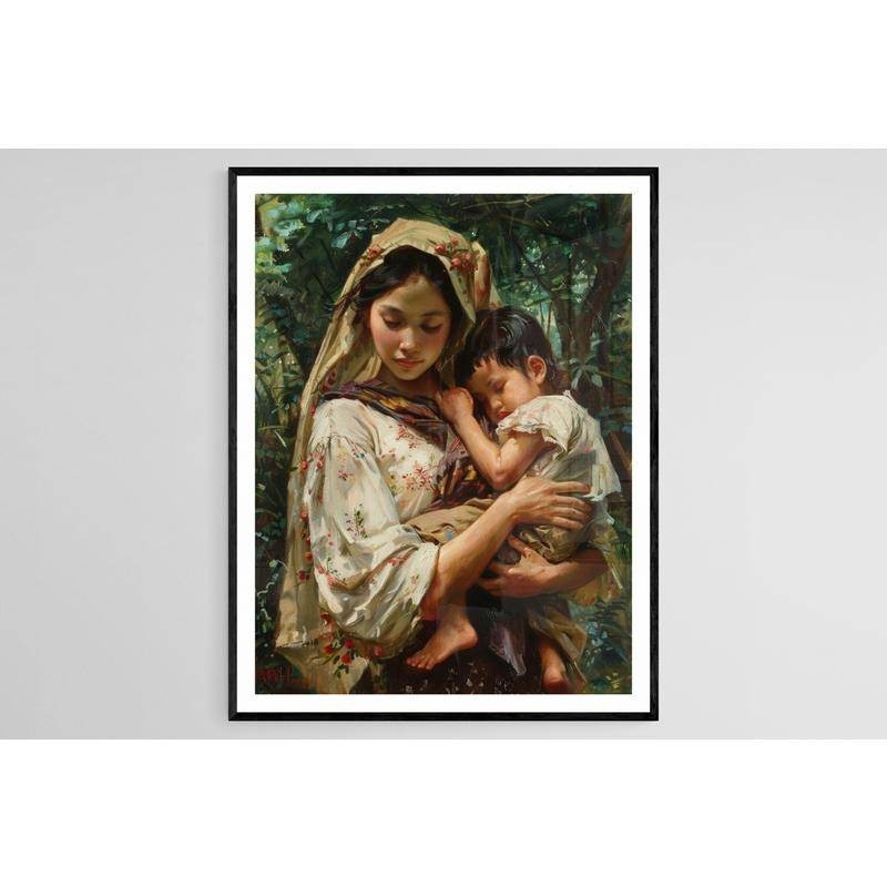Filipina Mother and Child Canvas, Traditional Philippines Scene ...