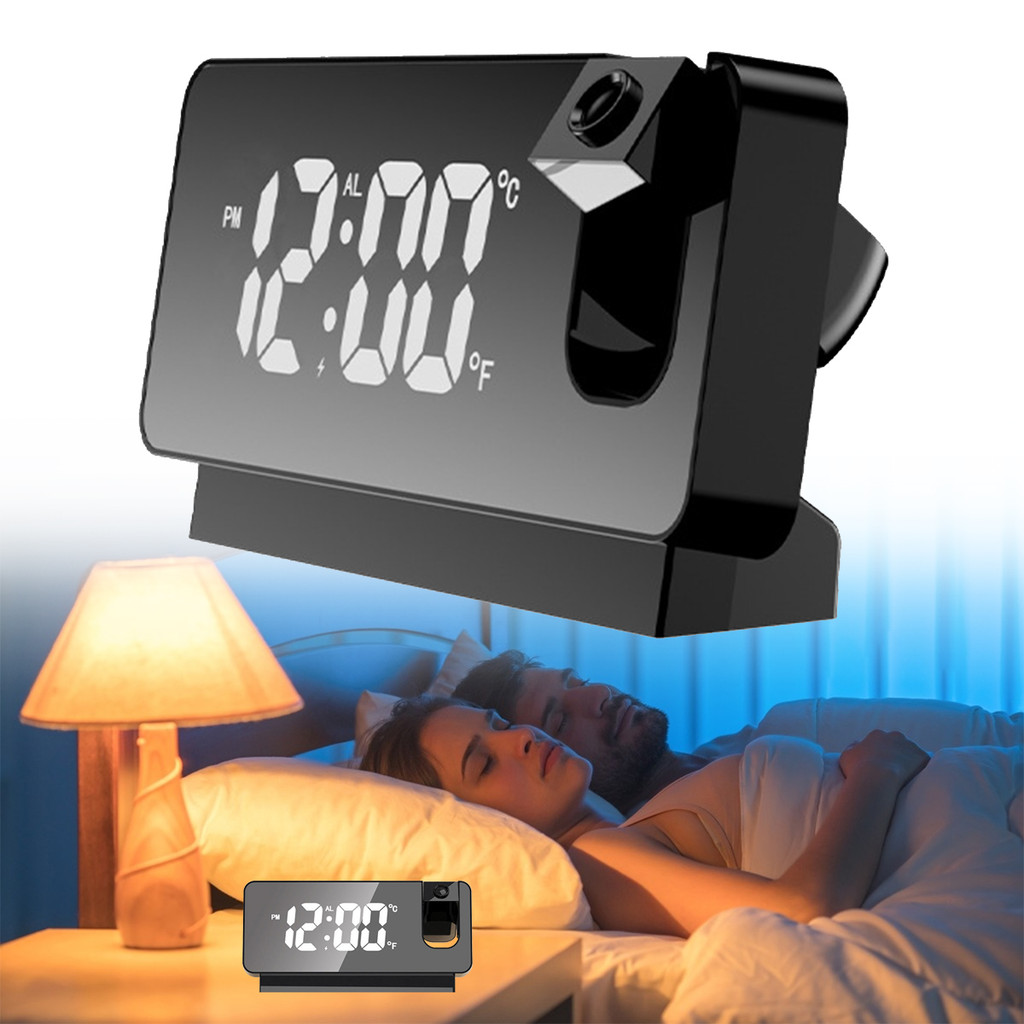 1 Set Digital Projection Alarm Clock Battery for Bedroom LED Table ...