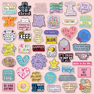 You Are Worthy Inspiring Text Enamel Brooches Mood Quotes Metal Badges ...