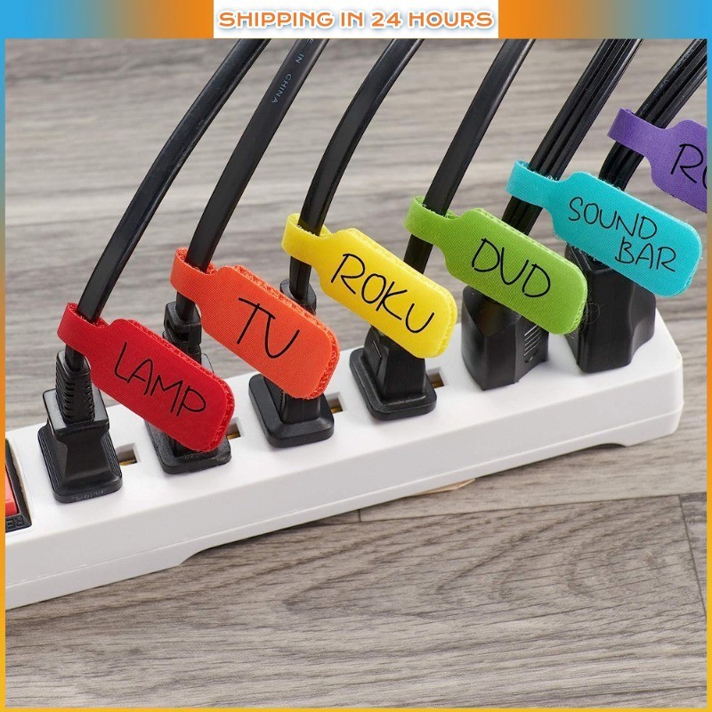 [Fast Deliver] Hot selling 32 pack labeled cable Velcro with written ...