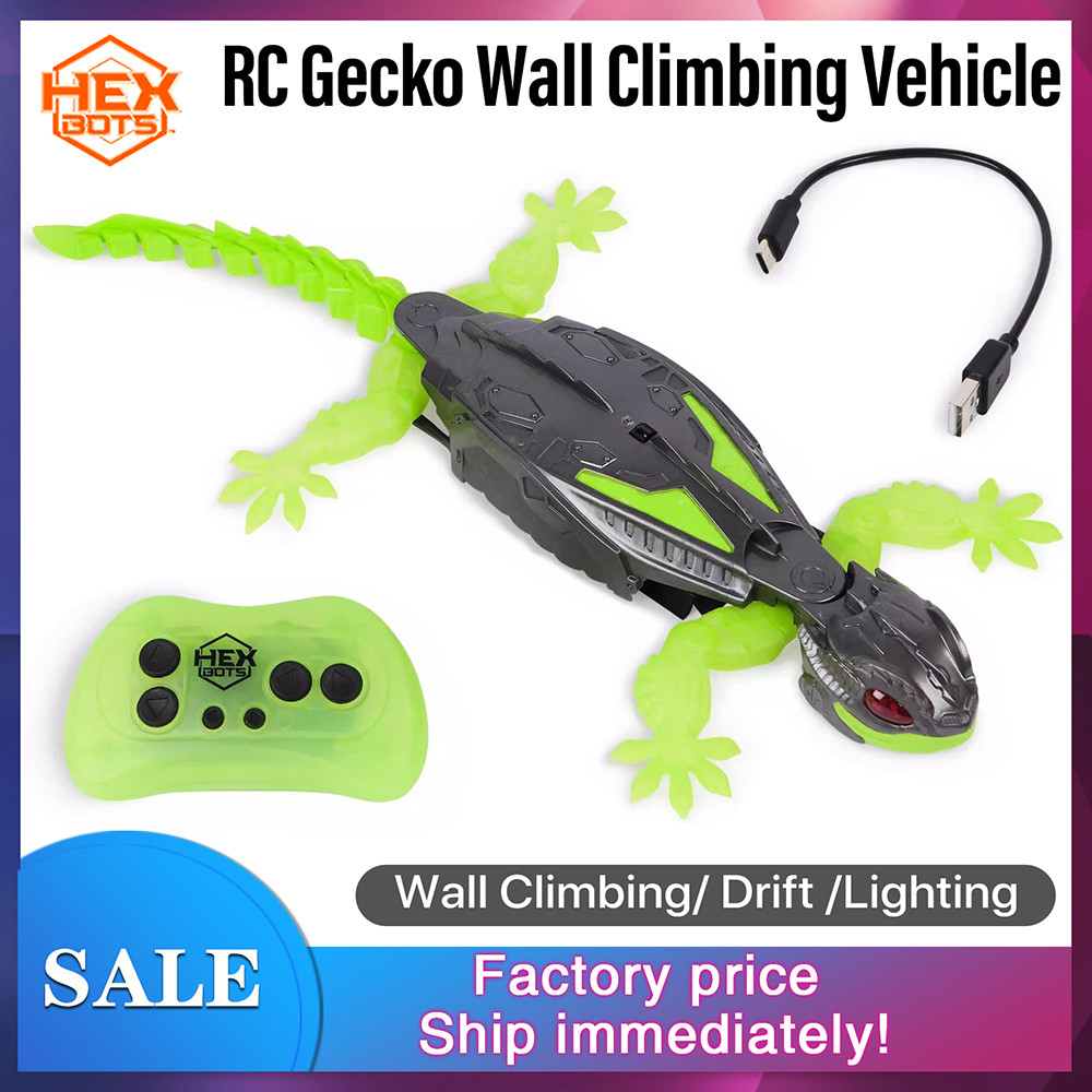 HEX BOTS RC Wall Crawler Gecko 2.4G LED 3Gear 360° Rotation Wall Drift ...