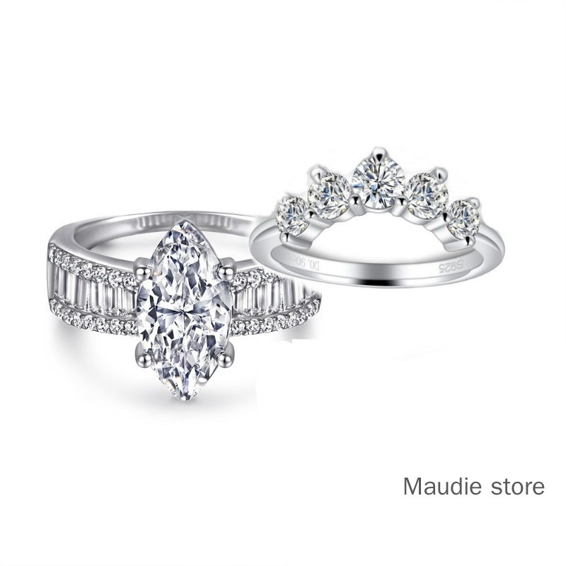 3ct Real Moissanite Diamond Women Ring Luxury Marquise Cut Engagement ...