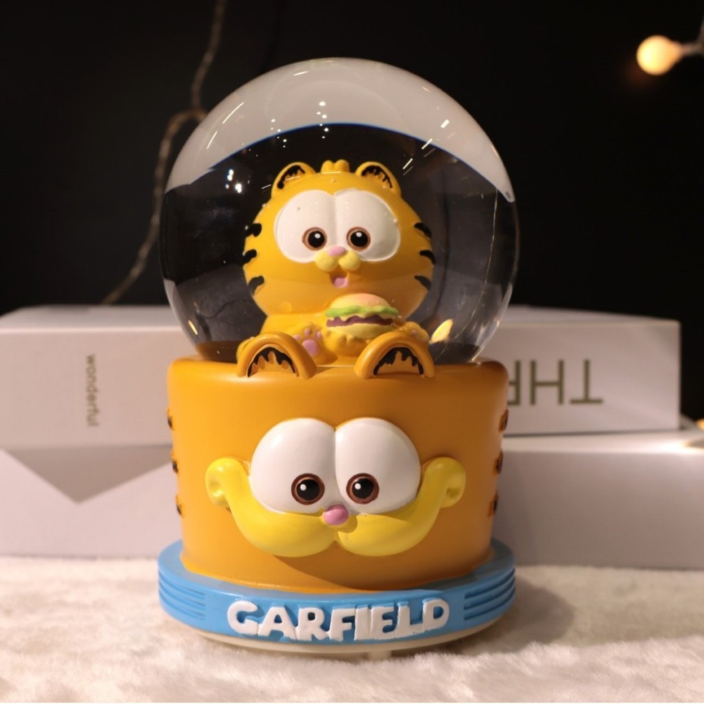 Garfield Music Light Atmosphere Large Crystal Ball Cute Music Box ...